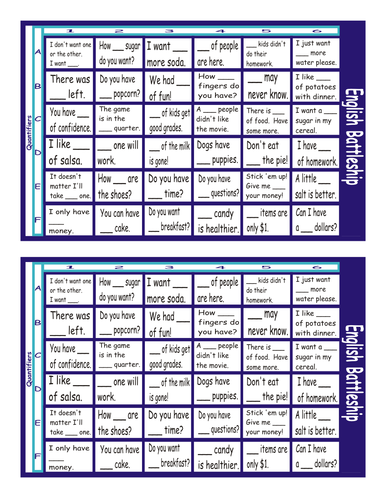 Quantifiers Battleship Board Game | Teaching Resources