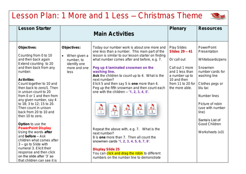 Christmas Counting Numbers 1 More1 Less Presentation Lesson Plan ...