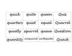 Spelling practice sheets 'qu' sounds/words. KS2. Look, cover, write ...