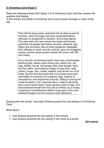 6 AQA style exam questions for A Christmas Carol on Stave 1, 2, 3, 4, and 5. | Teaching Resources