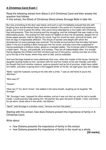 6 AQA style exam questions for A Christmas Carol on Stave 1, 2, 3, 4, and 5. | Teaching Resources