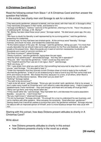 6 AQA style exam questions for A Christmas Carol on Stave 1, 2, 3, 4, and 5. | Teaching Resources