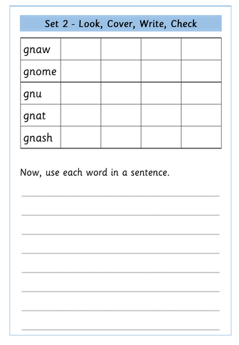 'kn' and 'gn' Digraphs - Spelling Worksheets | Teaching Resources
