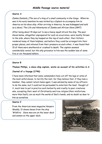 The Middle Passage -Slavery | Teaching Resources