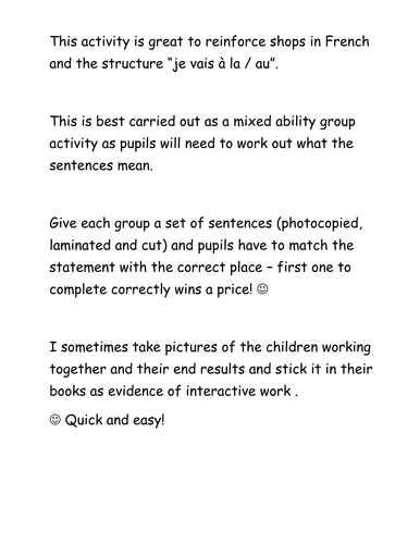 En ville (in town) - A folder of French resources for KS2/3 | Teaching ...