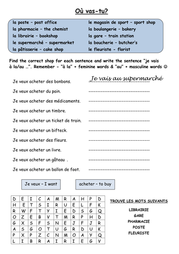 En ville (in town) - A folder of French resources for KS2/3 | Teaching ...