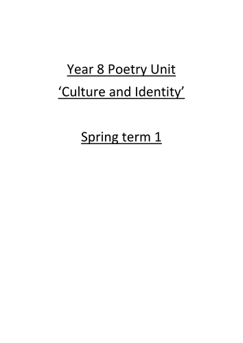 KS3 poetry Scheme of Work on Culture and Identity | Teaching Resources