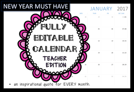 Teacher Calendar 2017 | Teaching Resources
