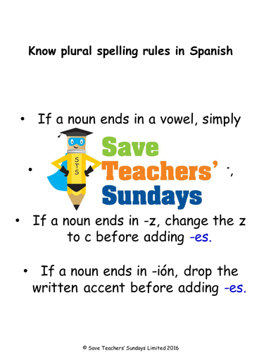 Singular / Plural & Masculine / Feminine Spanish Lesson Plan ...