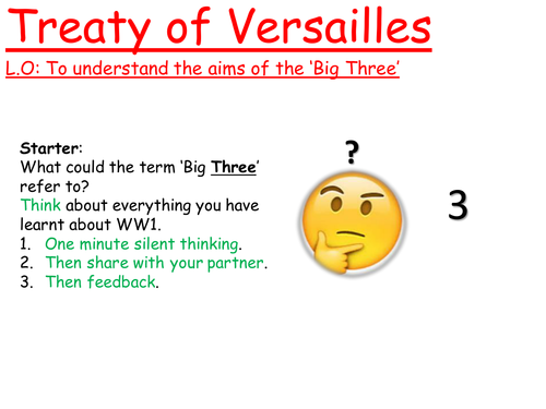 Treaty of Versaille: Aims of the Big Three | Teaching Resources