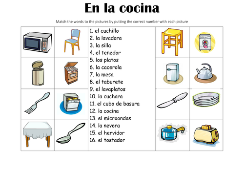 En la Cocina - Picture Match | Teaching Resources