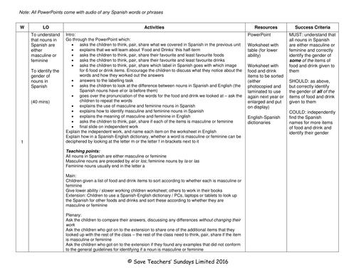 Spanish Masculine & Feminine Lesson Plan, PowerPoint (with audio ...