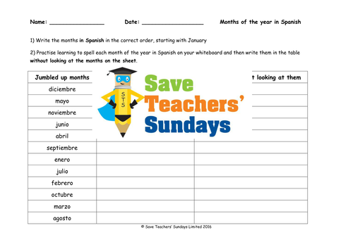 Spanish Days and Months Unit (6 lessons) - All Lessons Have AUDIO Clips ...