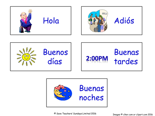Spanish Greetings Lesson Plan, PowerPoint (with audio) and Flashcards ...