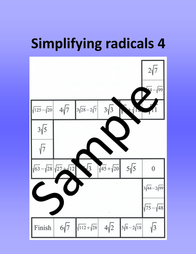 Simplifying radicals 4 – Math puzzle | Teaching Resources Simplifying radicals 4 – Math puzzle | Teaching Resources