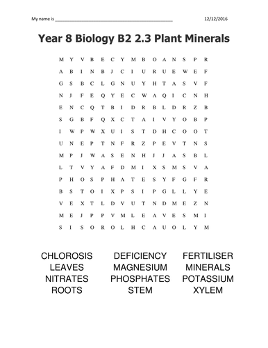A digital interpretation of the Year 8 B2 2.3 "Plant Minerals" lesson ...
