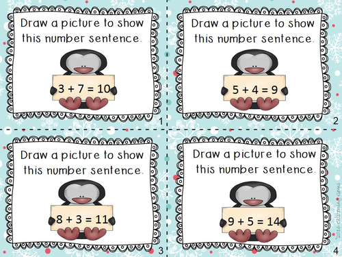 Addition Task Cards Winter Theme | Teaching Resources