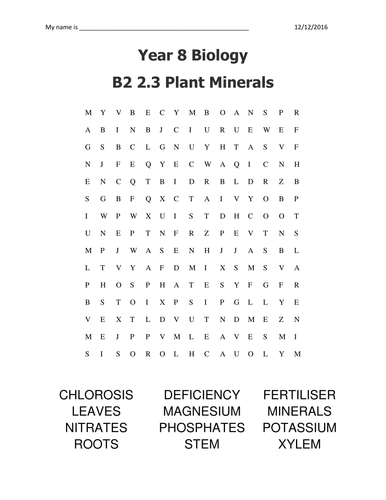 A Keyword-search for the Year 8 Biology B2 2.3 "Plant Minerals" lesson ...