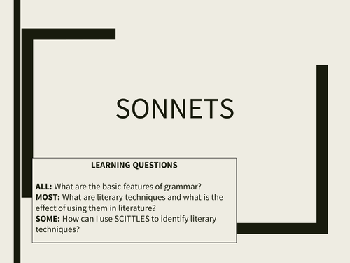 Sonnets | Teaching Resources