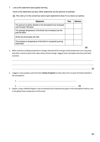 New AQA GCSE Chemistry Global Warming and Climate change | Teaching ...