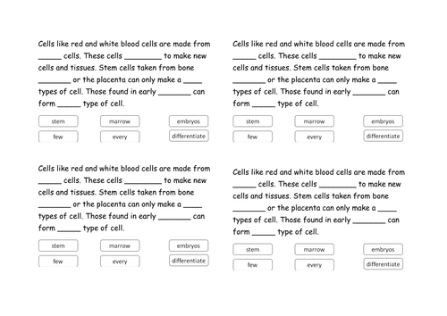New GCSE AQA Biology Stem cells and Cell differentiation | Teaching ...