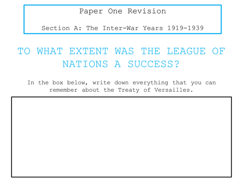 Paper 1 OCR HISTORY B Revision - International Relations | Teaching ...