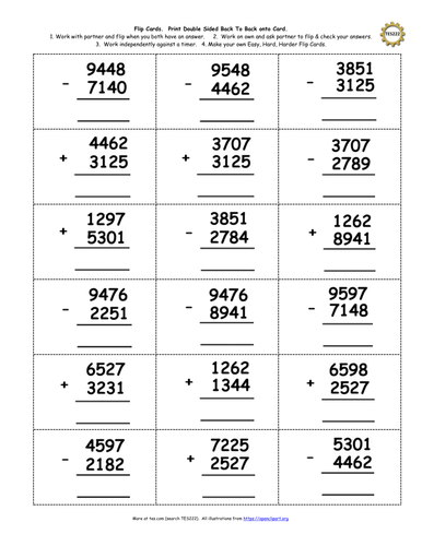 KS2 Y4 Formal Written Addition & Subtraction of 4 Digit Numbers: 8 ...