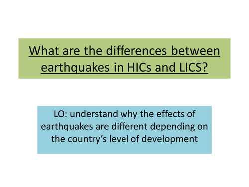 Comparing HIC LIC earthquakes | Teaching Resources