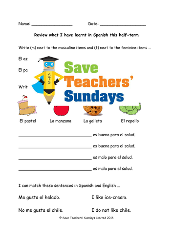 Food, Drinks and Colours in Spanish Review Lesson Plan, PowerPoint ...