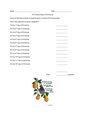 12 Days of Christmas maths | Teaching Resources