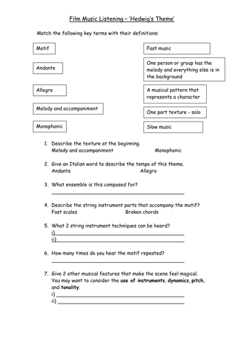 Key Stage 3 Music - Film Music Motif Performance and Listening ...