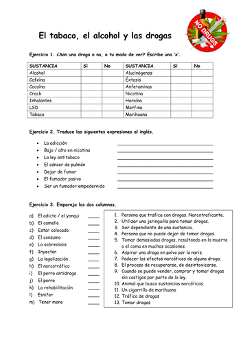 Las drogas, el tabaco y el alcohol | Teaching Resources