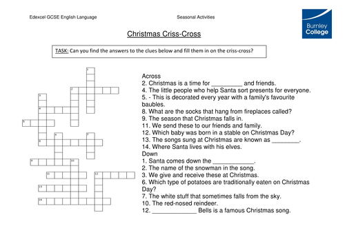 Christmas Criss-Cross | Teaching Resources