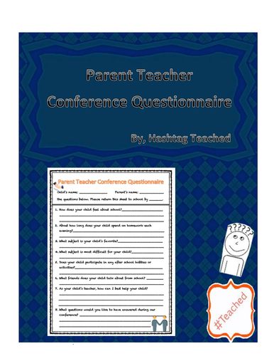 Parent Teacher Conference Questionnaire Template | Teaching Resources