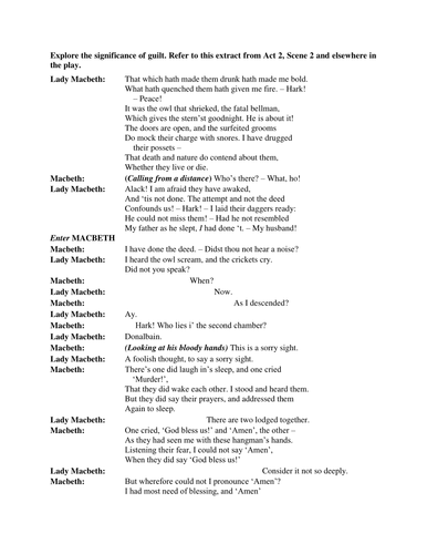 OCR (Eng Lit 9-1) Paper 2 - Macbeth | Teaching Resources