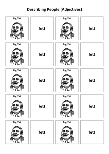 Describing People (Adjectives): German Vocabulary Card Sort | Teaching ...