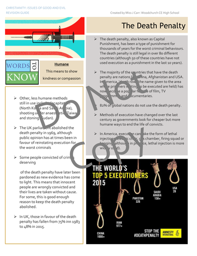 WJEC Eduqas Capital Punishment from Christianity and Humanism ...