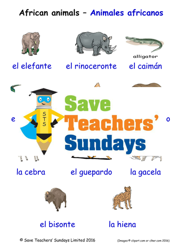 Animals in Spanish Worksheets, Games, Activities and Flash Cards (with ...