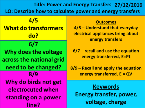 NEW SPEC AQA Physics Chapter 2 - Electricity - L12: Power and Energy ...