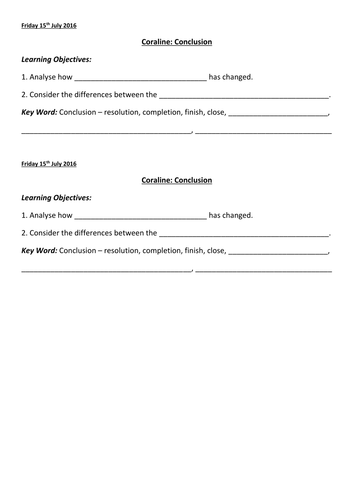 Coraline Sen Unit Years 6 7 8 Part 2 Teaching Resources