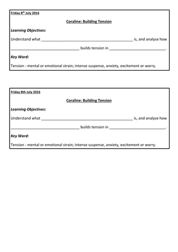 Coraline Sen Unit Years 6 7 8 Part 2 Teaching Resources