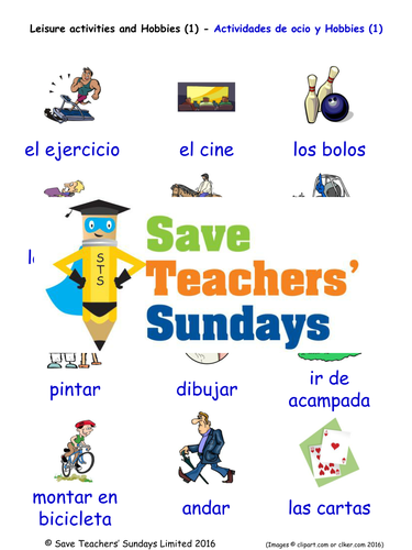 Leisure Activities and Hobbies in Spanish Worksheets, Games, Activities ...