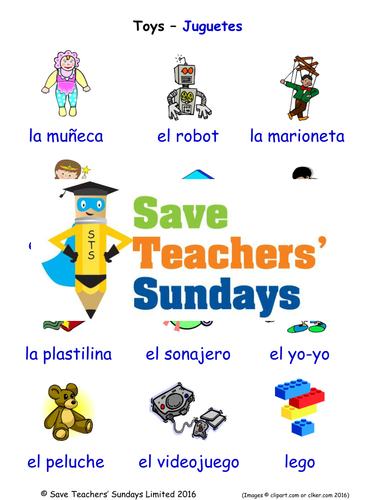 Toys in Spanish Worksheets, Games, Activities and Flash Cards (with ...