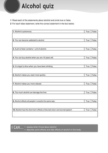 B2.1 Health and Lifestyle - Lesson 7 - Alcohol | Teaching Resources