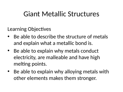 Metallic Structure and Properties | Teaching Resources