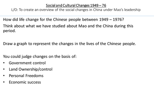*5 Full Lessons* Mao's China: Social and Cultural Changes (Edexcel A ...