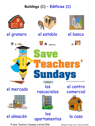 Buildings and Structures in Spanish Worksheets, Games, Activities and ...