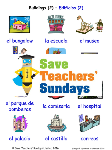 Buildings and Structures in Spanish Worksheets, Games, Activities and ...