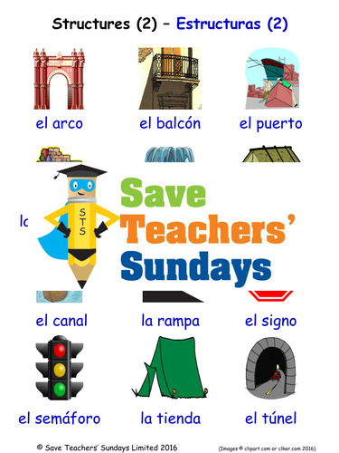 Buildings and Structures in Spanish Worksheets, Games, Activities and ...