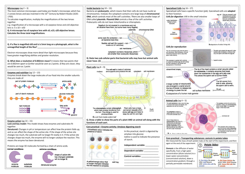 Edexcel 9-1 GCSE Revision Mat CB1 Biology | Teaching Resources